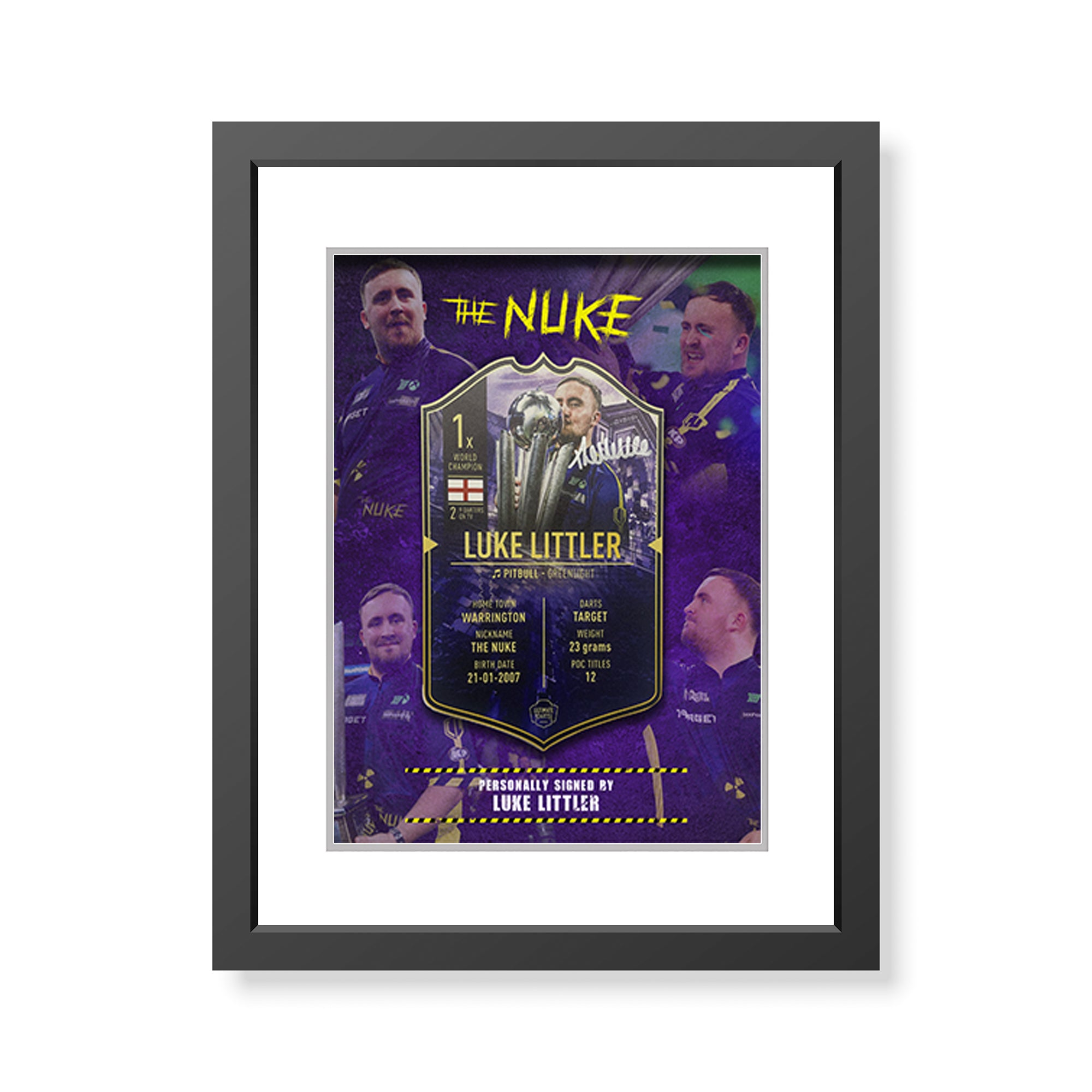 Luke Littler Signed & Framed Ultimate Darts Card